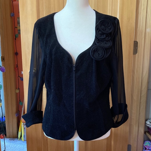 Alex Evenings | Jackets & Coats | Alex Evenings Black Sheer Sleeve ...